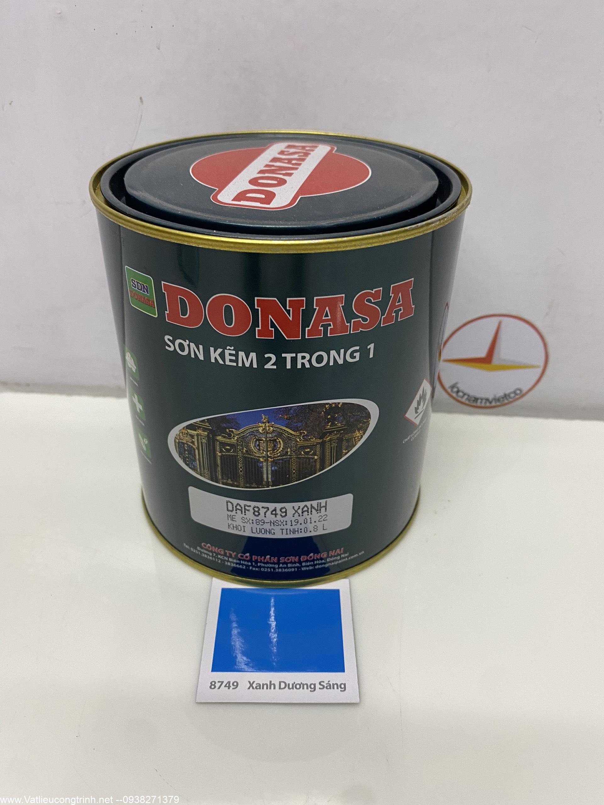 Sơn Sắt Kẽm Donasa 2 trong 1 màu xanh dương sáng 8749 – VẬT LIỆU CÔNG TRÌNH
