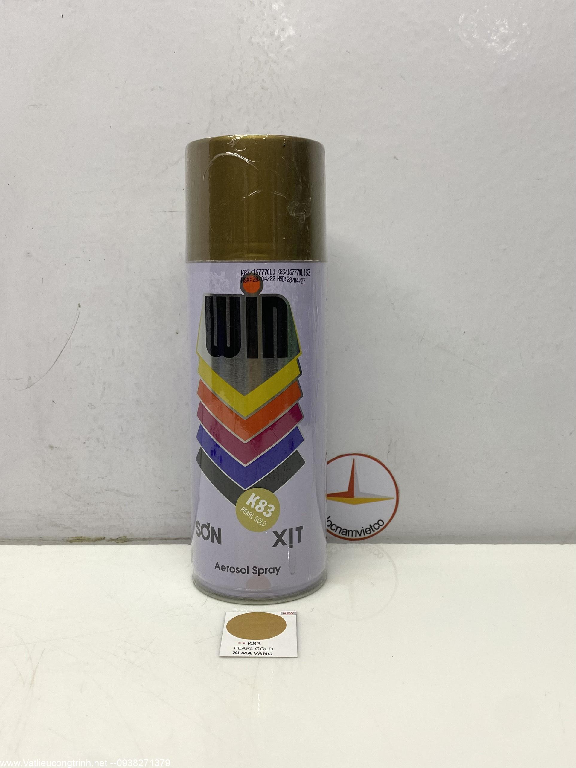 Sơn xịt Win màu xi mạ vàng K83 – VẬT LIỆU CÔNG TRÌNH